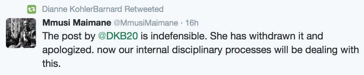 Storm over DA Member Barnard's #PW Botha Post Continues - SA People