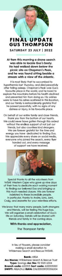 Missing Cape Town Man's Body Discovered on Chapman's Peak in his ...